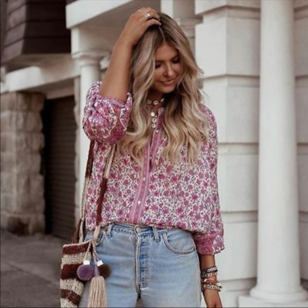 Spell Jasmine Blouse In Lilac - Gem